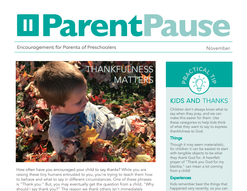 ParentPause Newsletter: November - Awana Clubs